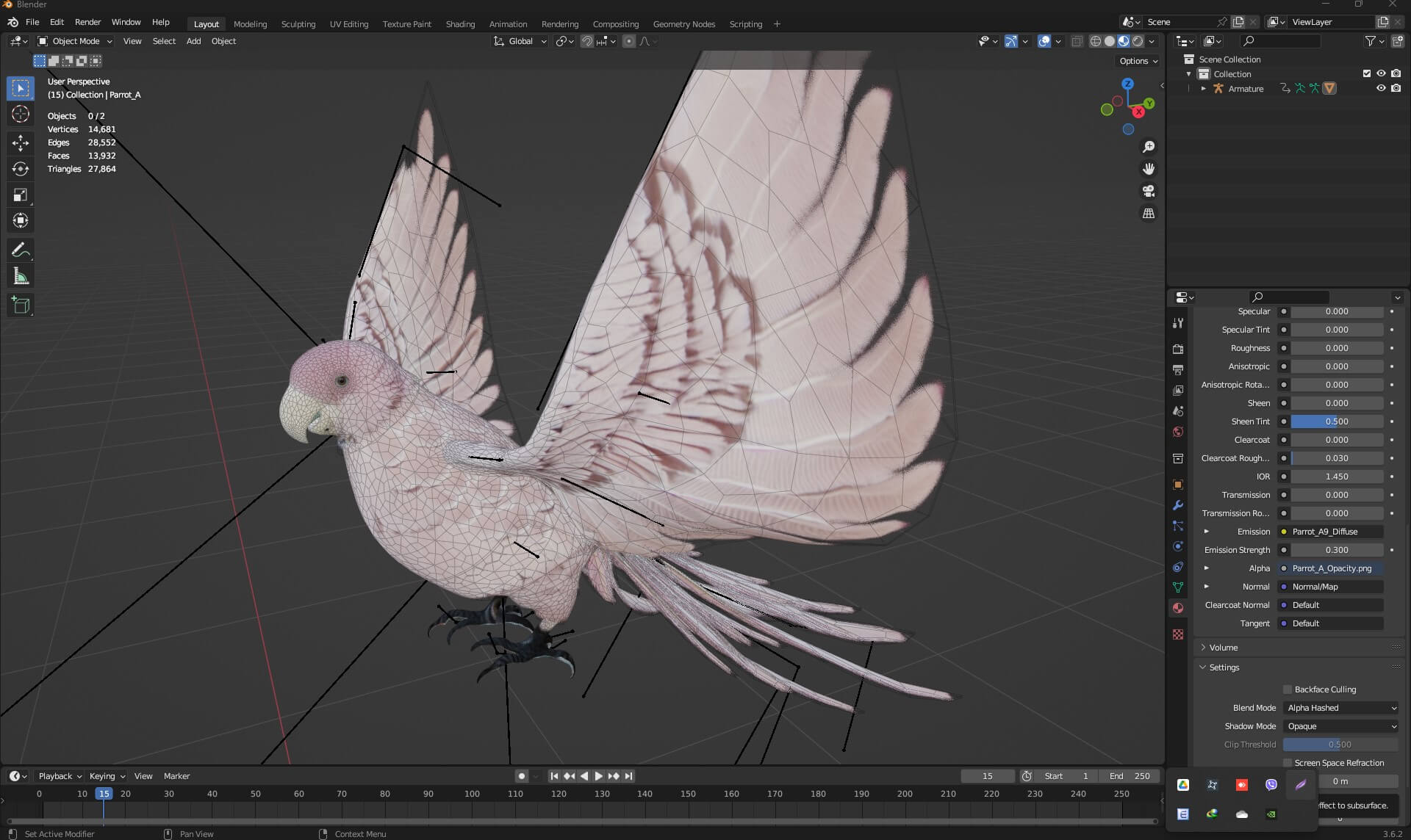 Parrot A9 Animated - 3D Model by Animated3d