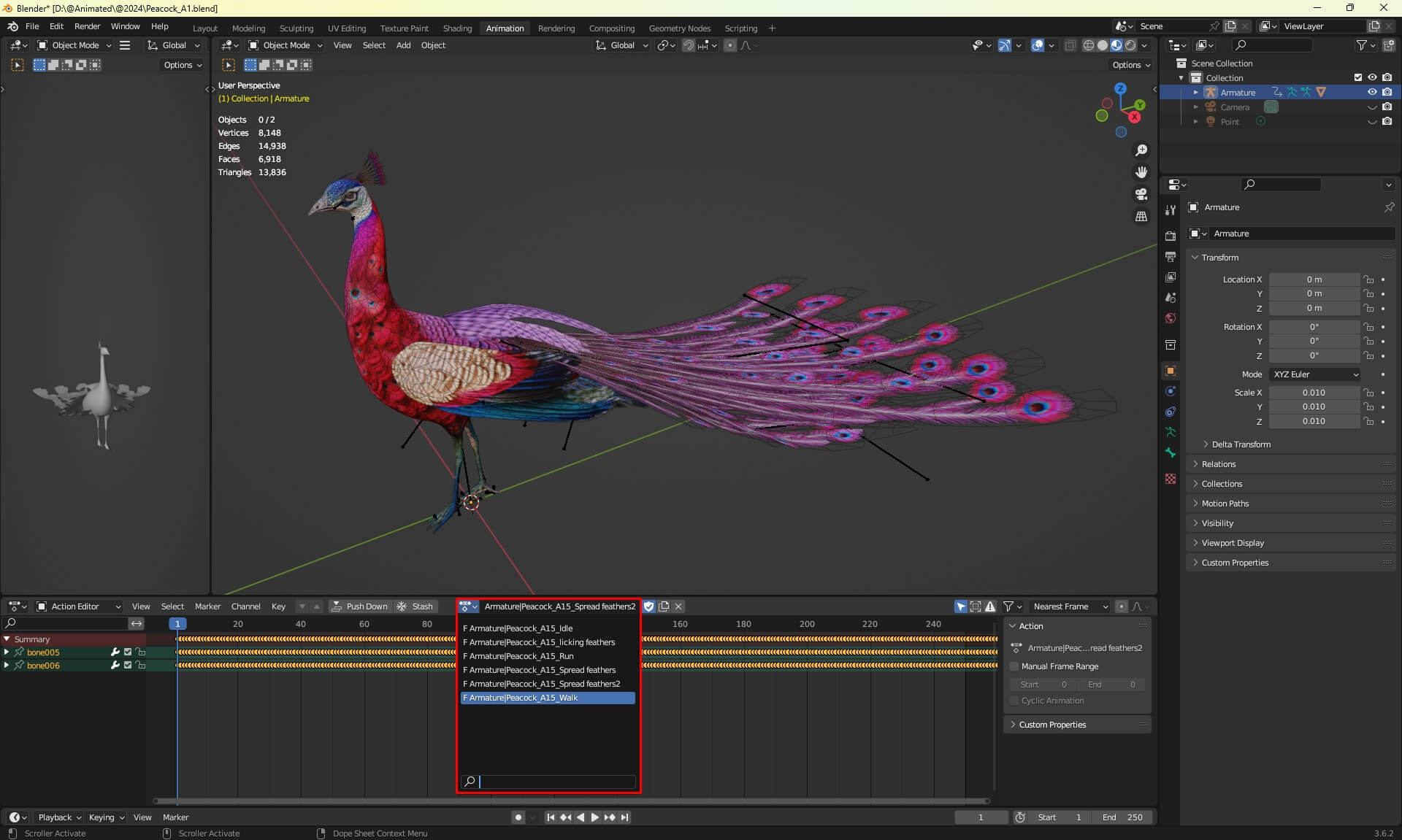Peacock A1 Animated - 3D Model by Animated3d