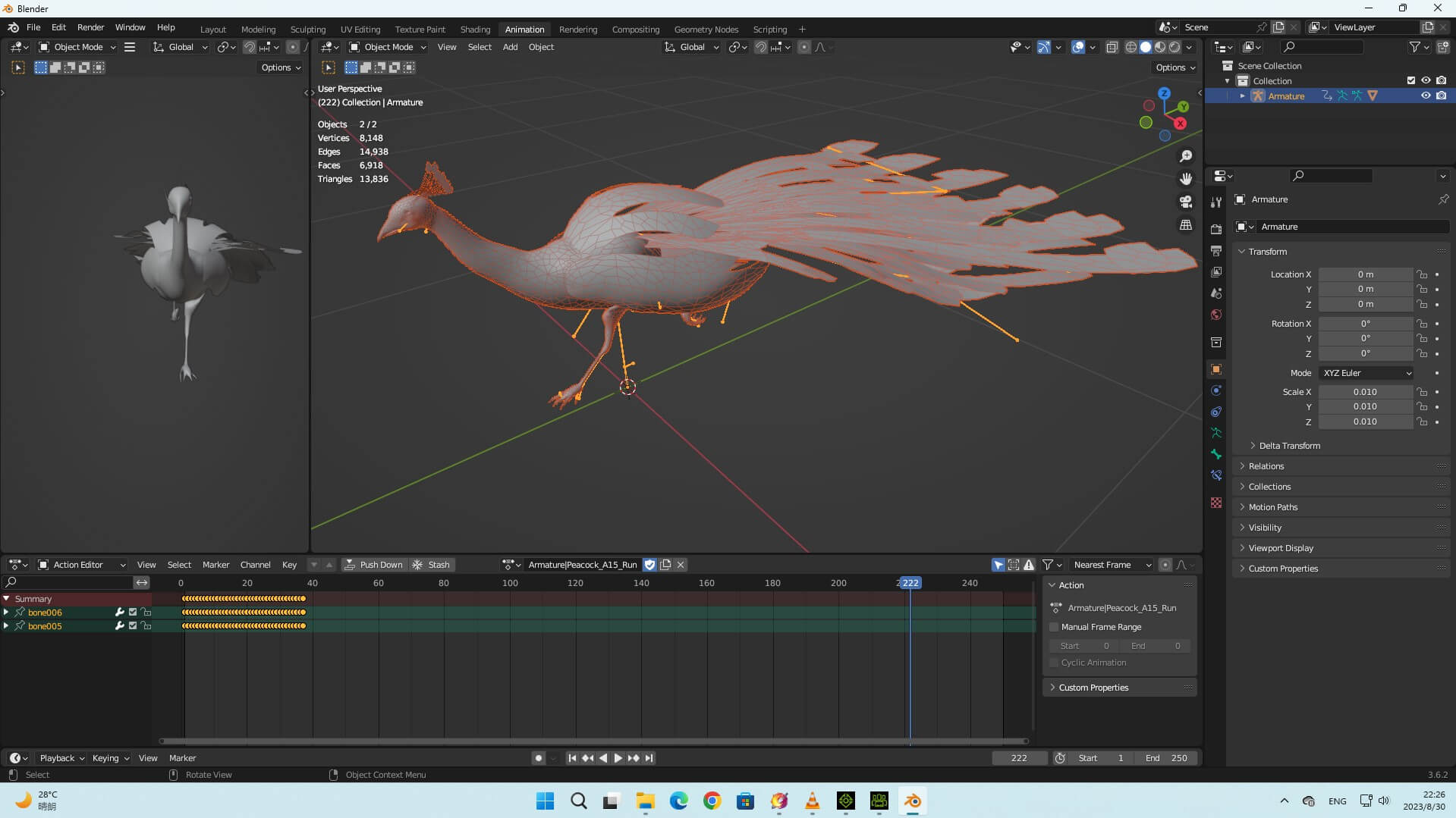Peacock A2 Animated - 3D Model by Animated3d