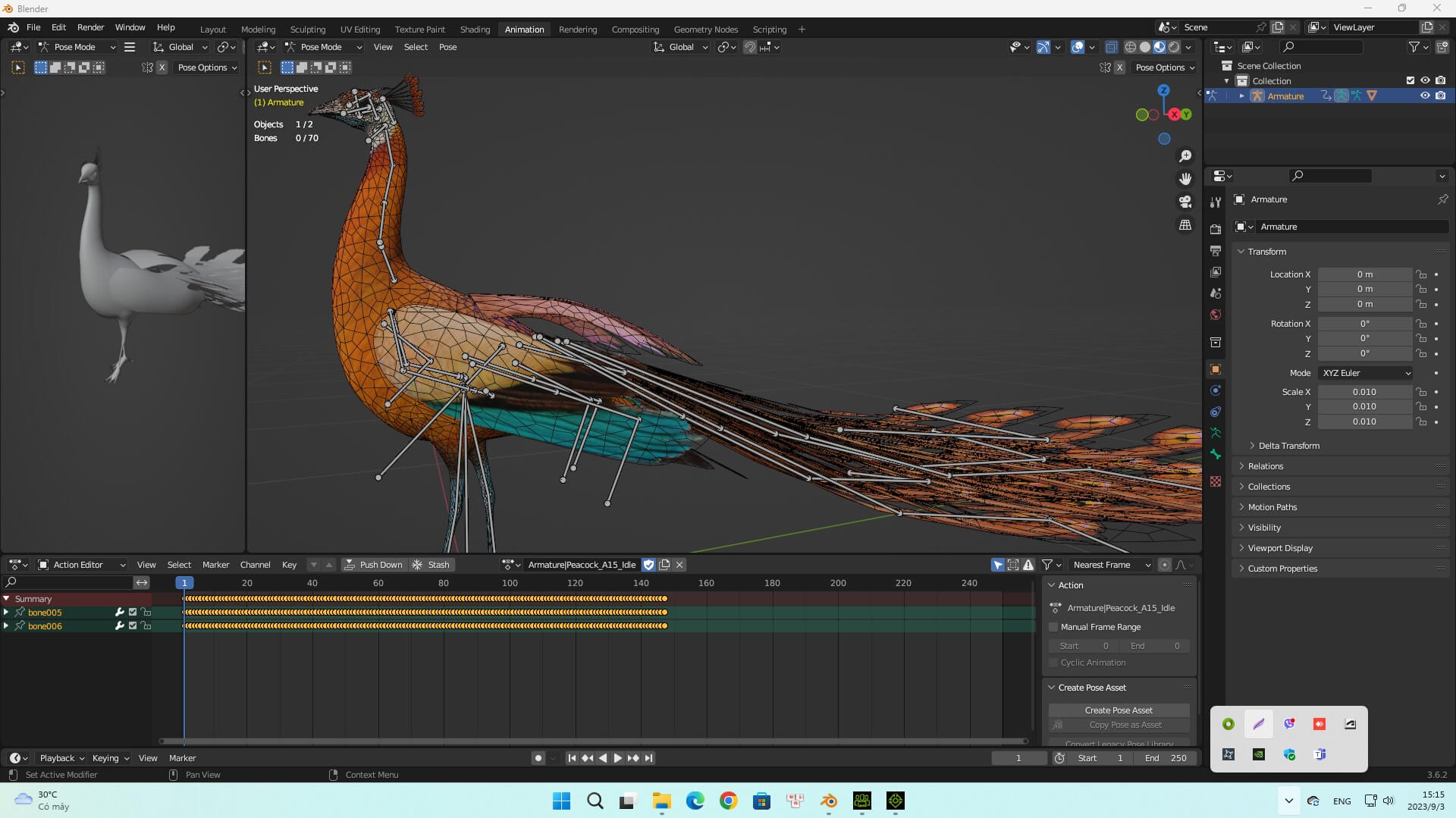 Peacock A4 Animated - 3D Model by Animated3d