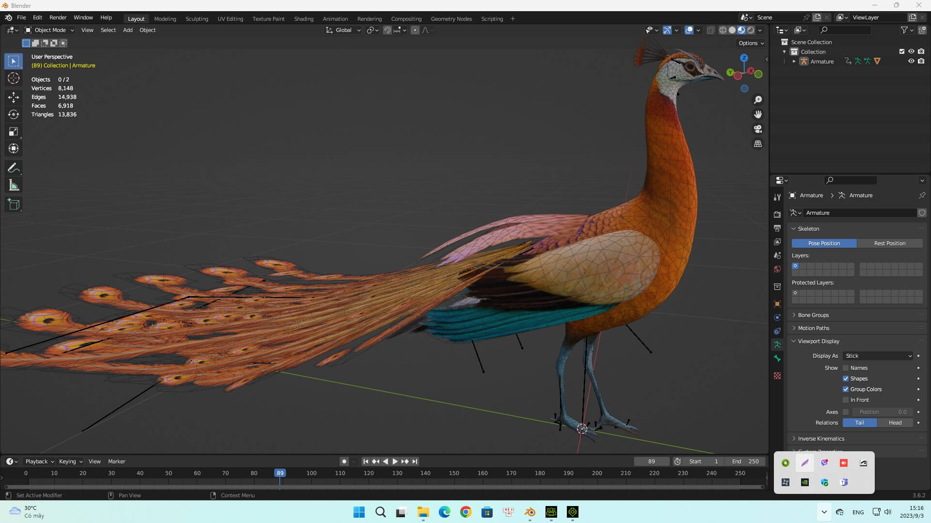 Peacock A4 Animated - 3D Model by Animated3d