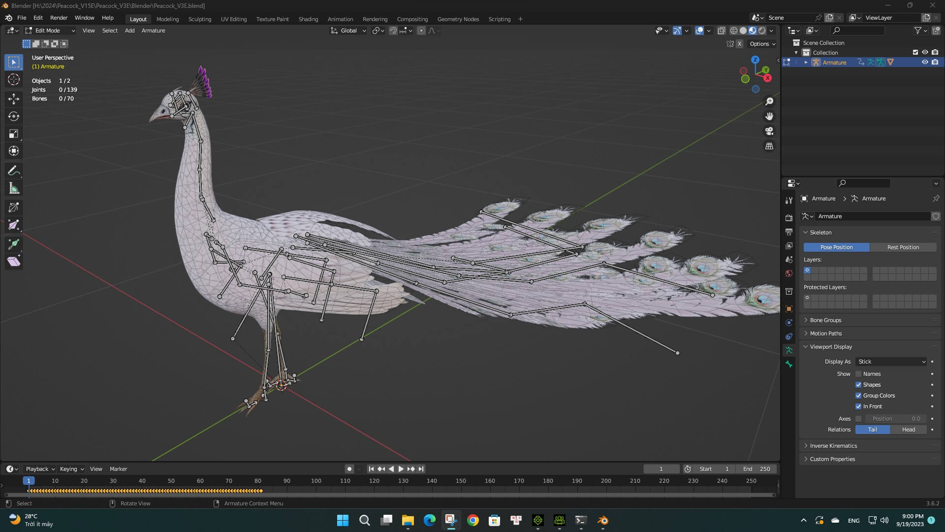 Peacock V3E Animated - 3D Model by Animated3d