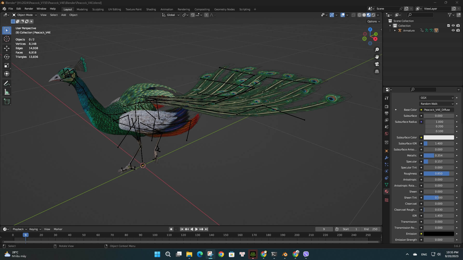 Peacock V4E Animated - 3D Model by Animated3d