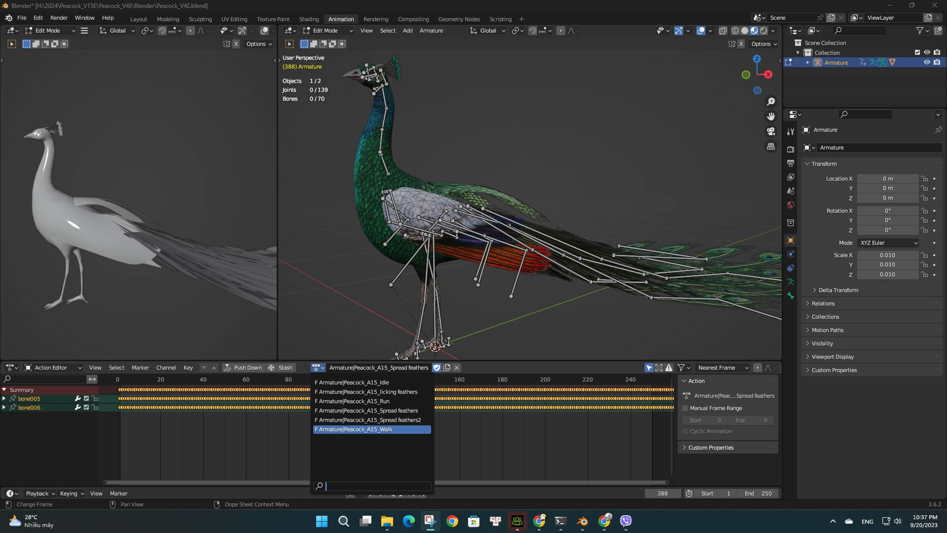 Peacock V4E Animated - 3D Model by Animated3d
