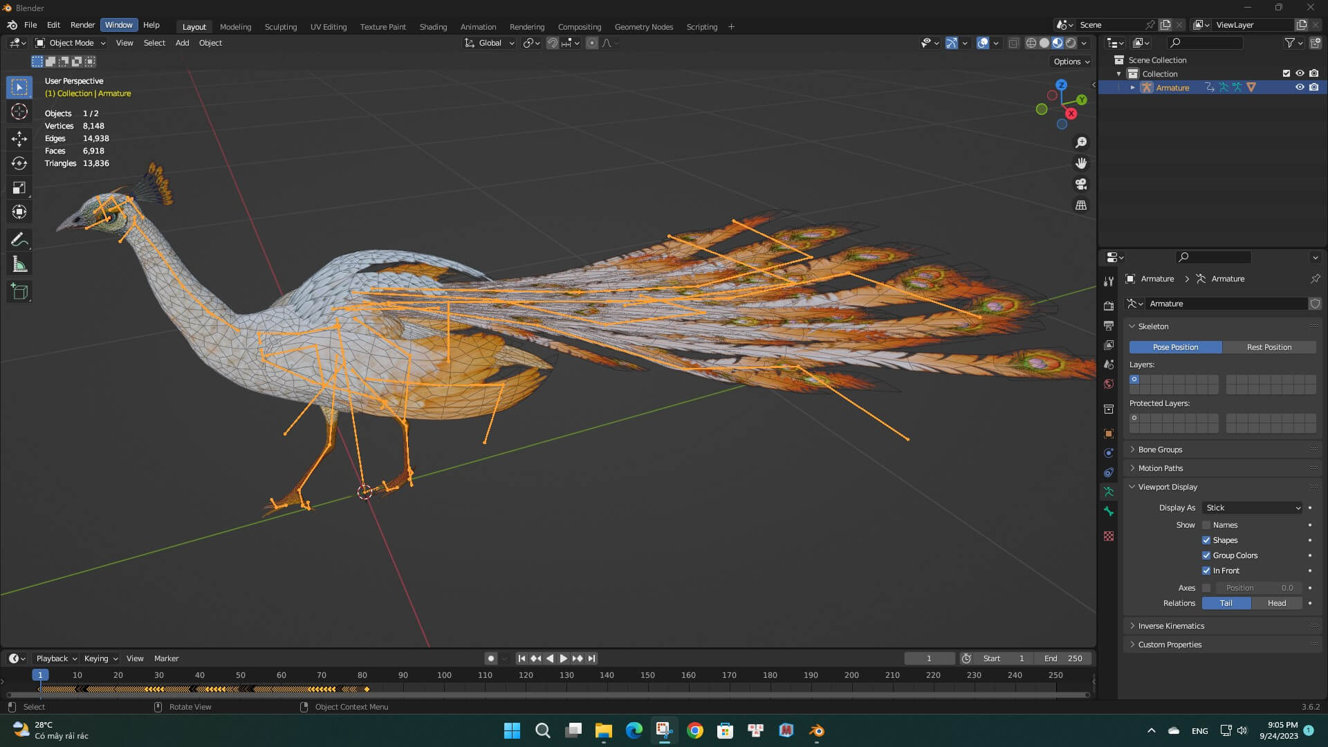 Peacock V5E Animated - 3D Model by Animated3d