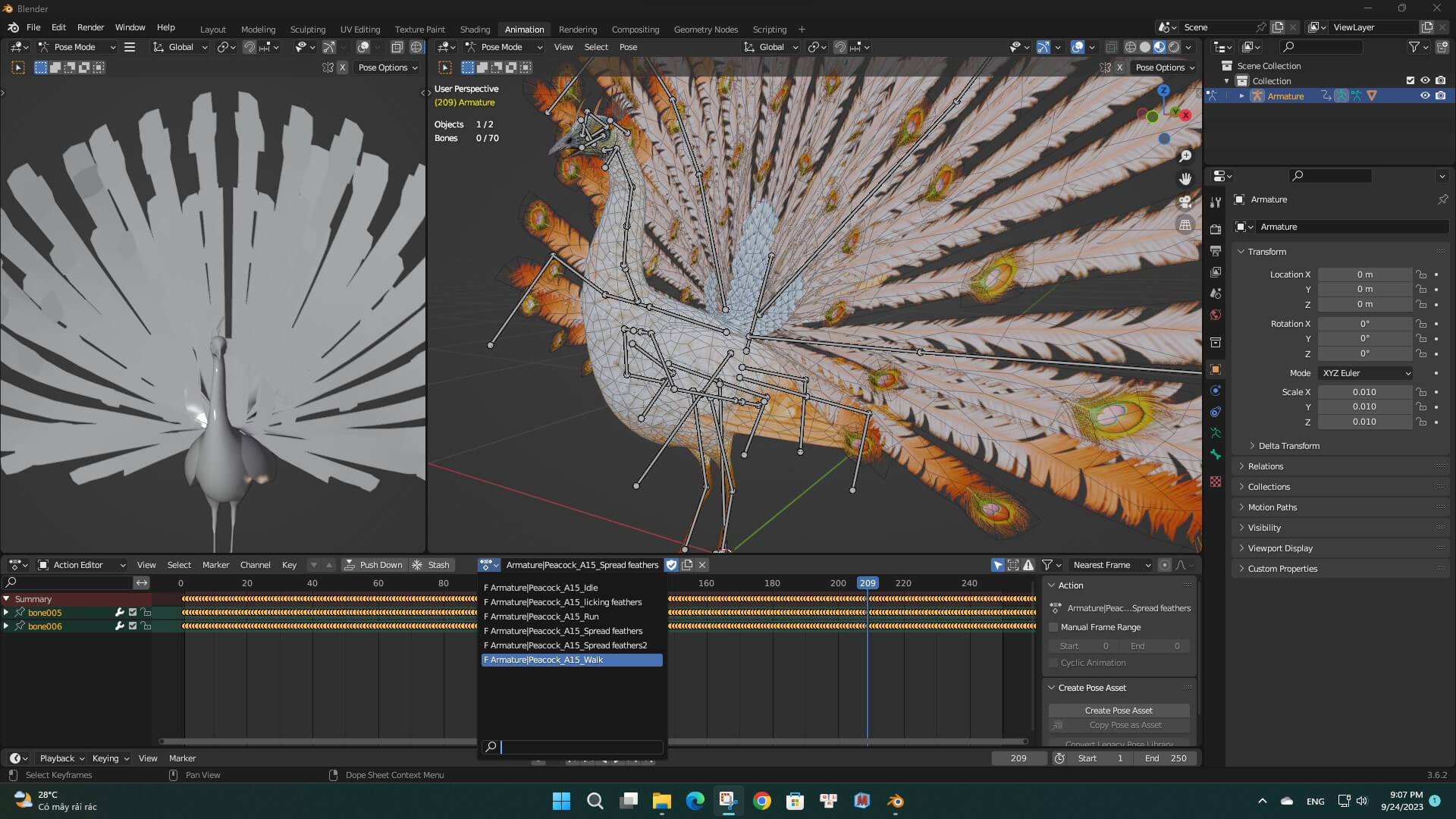 Peacock V5E Animated - 3D Model by Animated3d