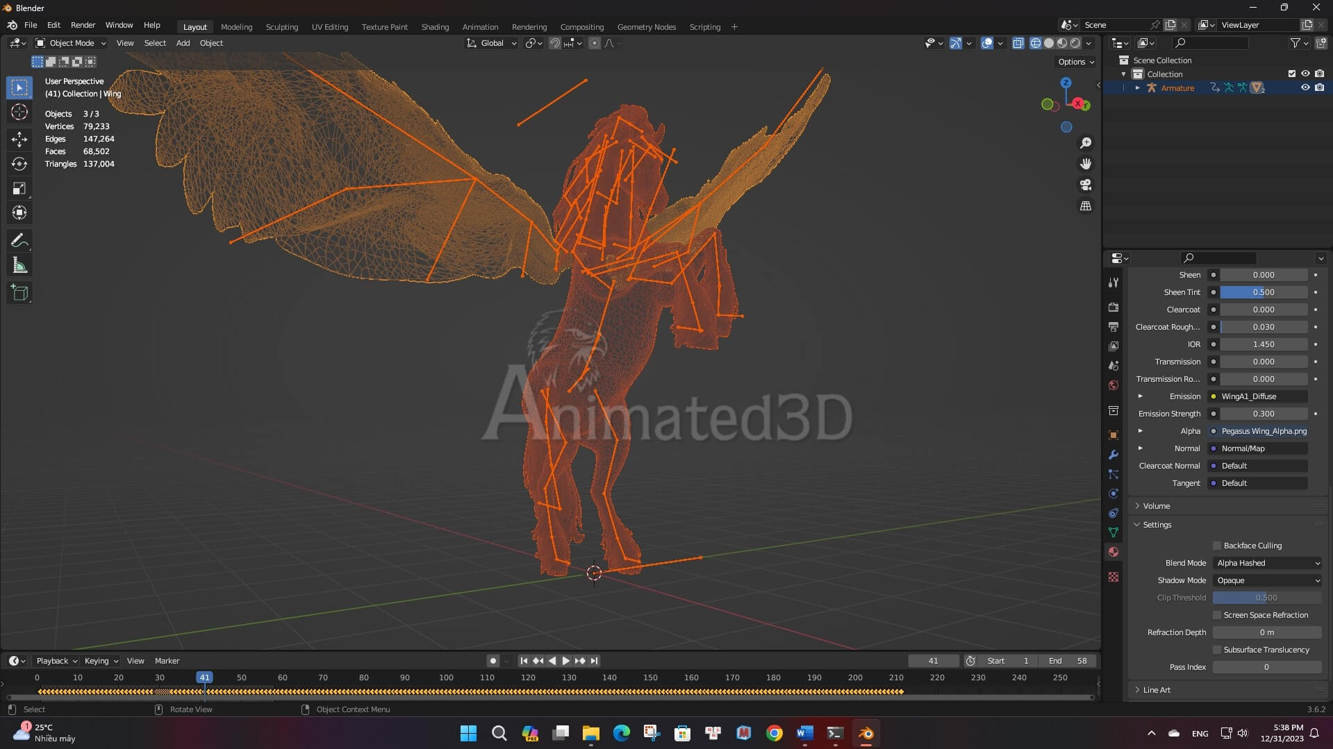 Pegasus A1 Animated - 3D Model by Animated3d