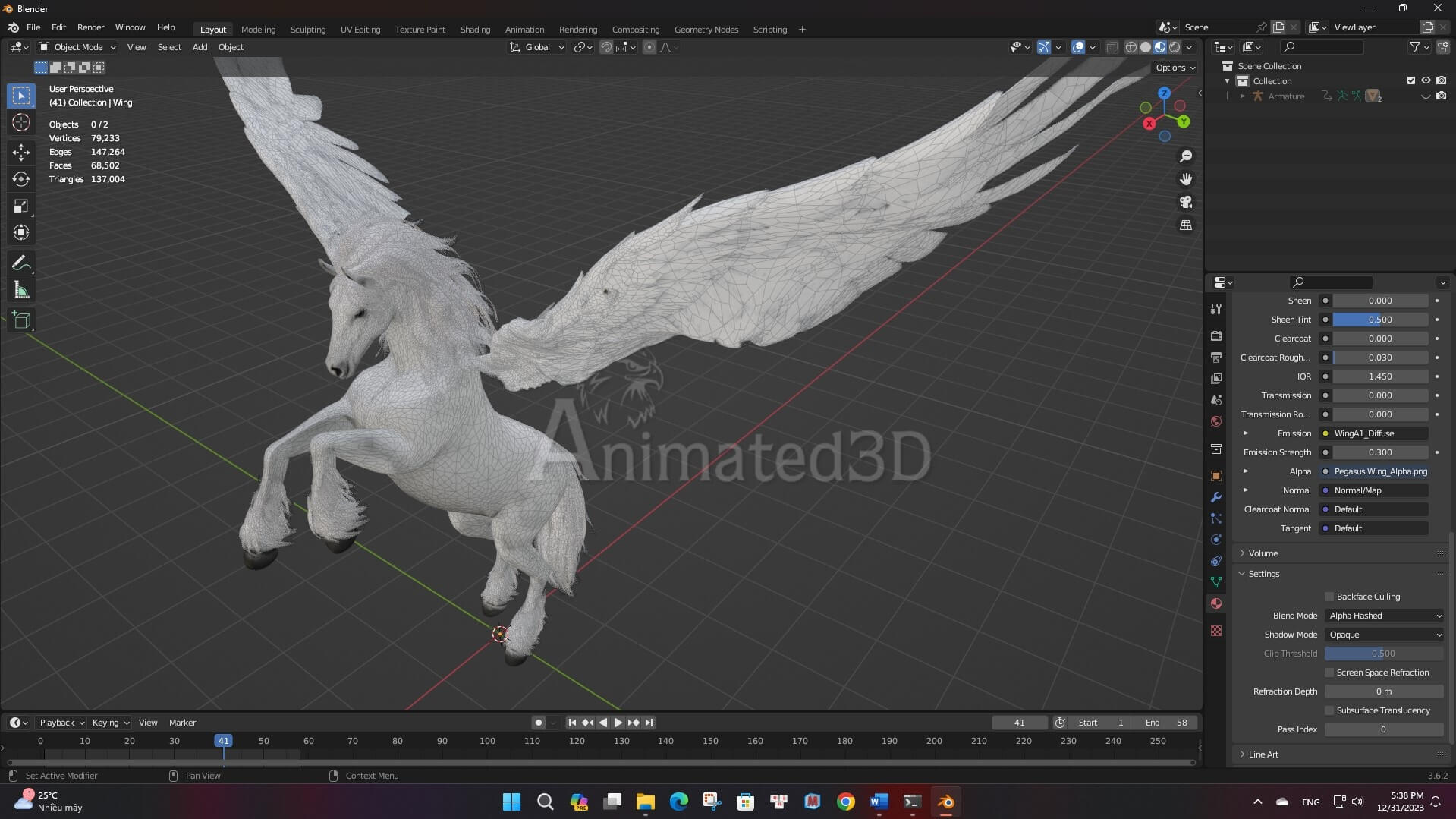 Pegasus A1 Animated - 3D Model by Animated3d