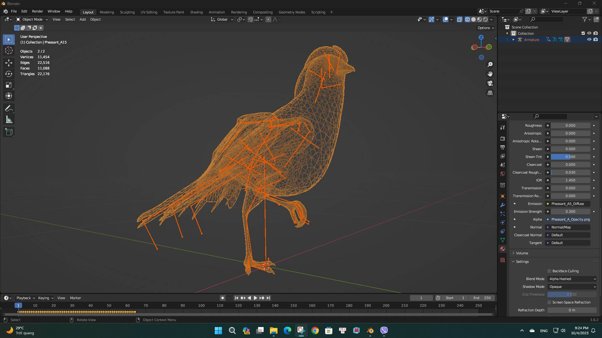 Pheasant A5 Animated - 3D Model by Animated3d