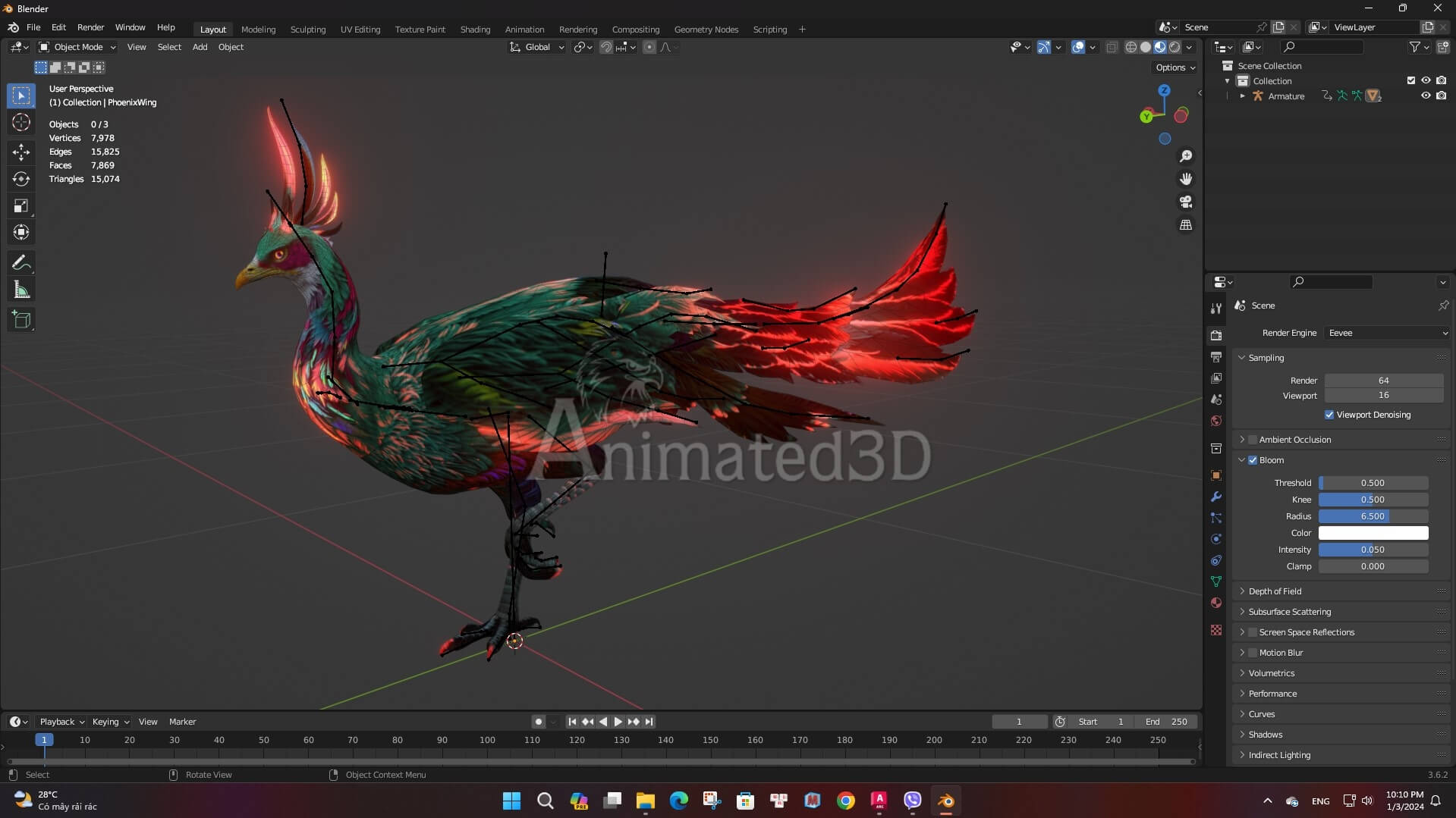 Phoenix A2 Animated - 3D Model by Animated3d