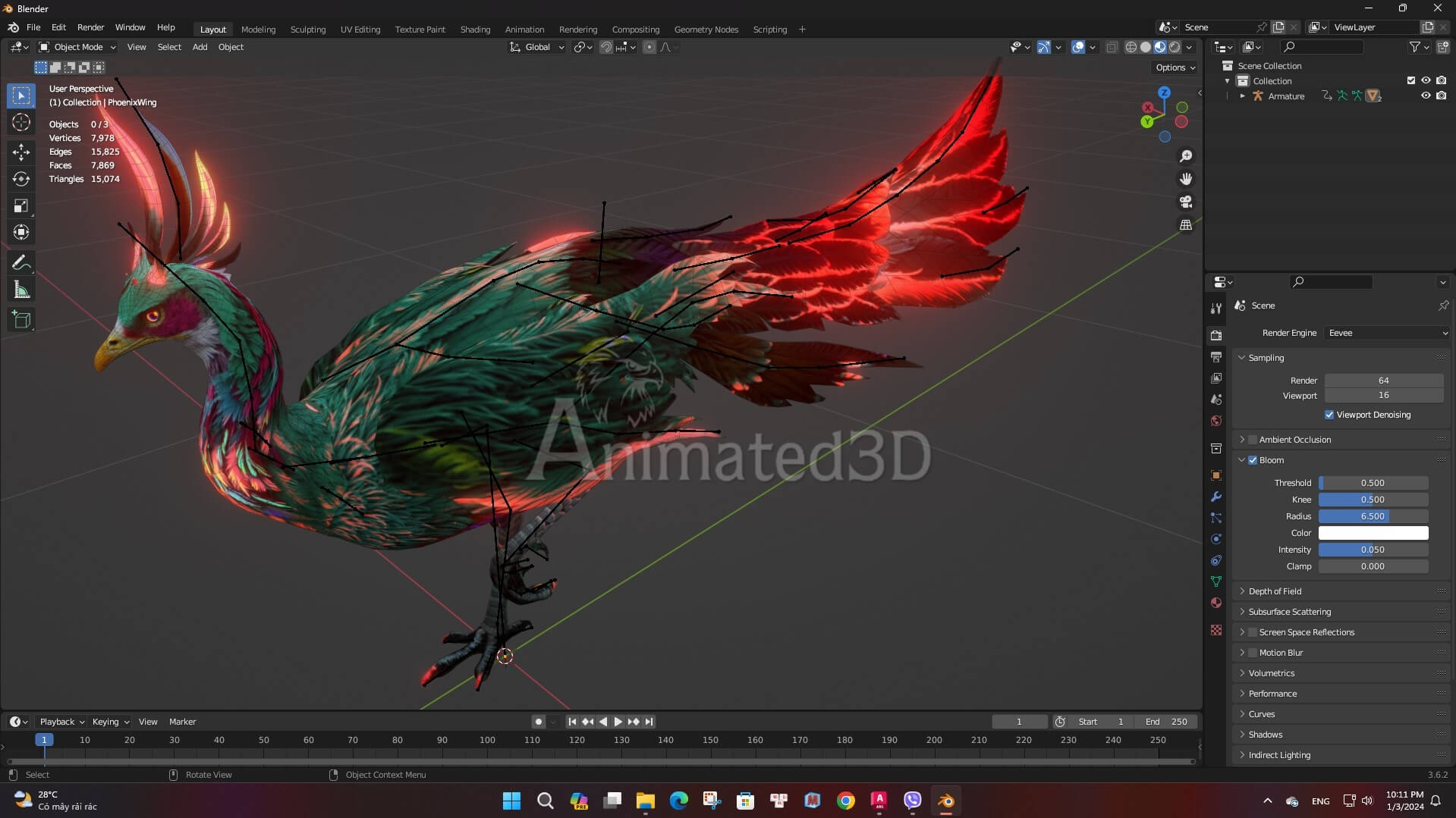 Phoenix A2 Animated - 3D Model by Animated3d