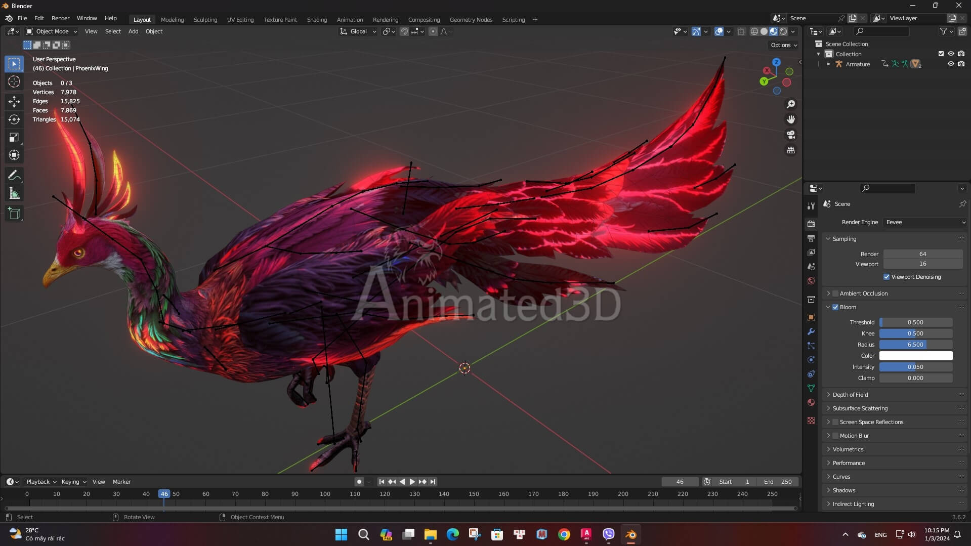 Phoenix A3 Animated - 3D Model by Animated3d