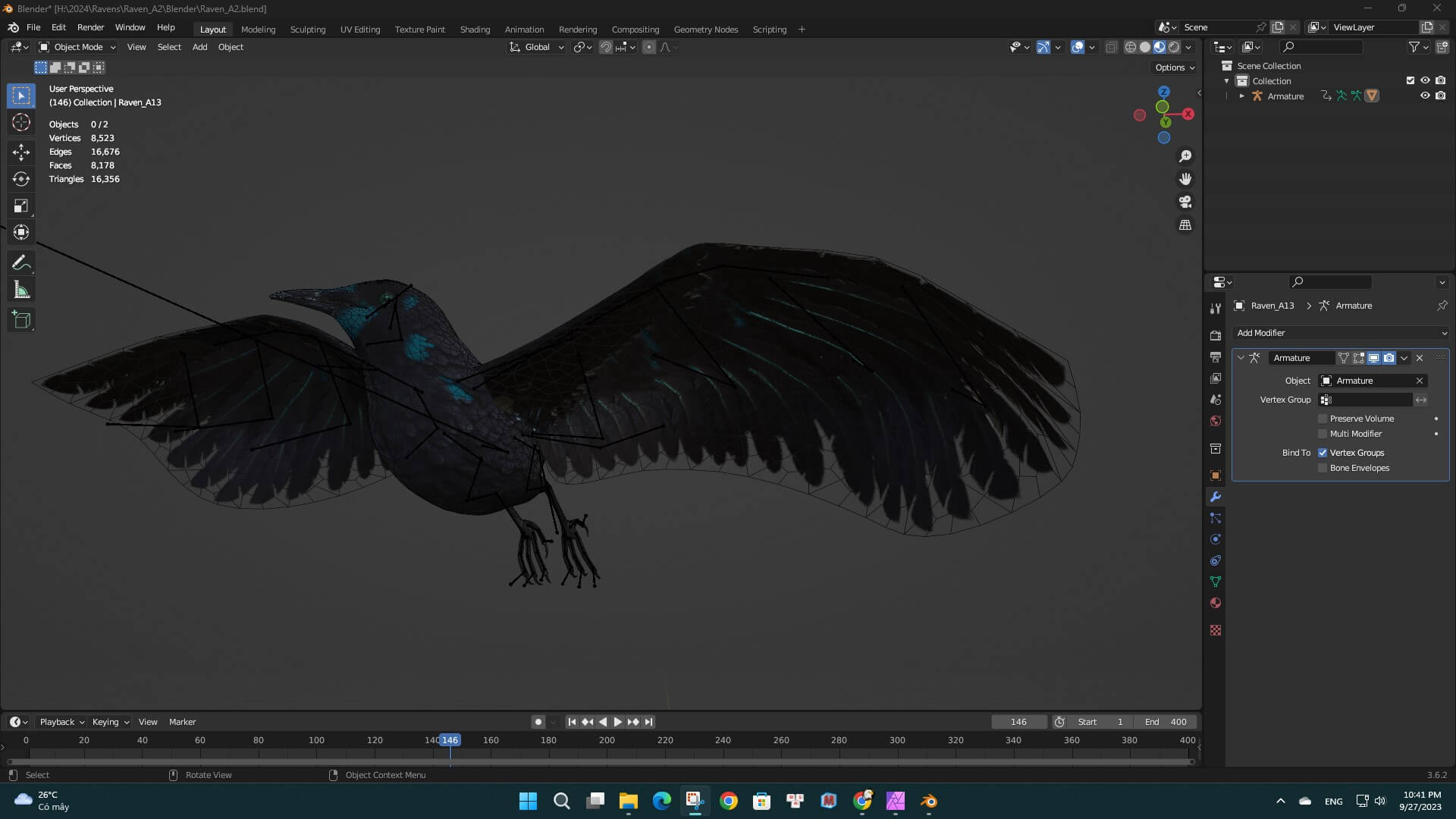 Raven A2 Animated - 3D Model by Animated3d