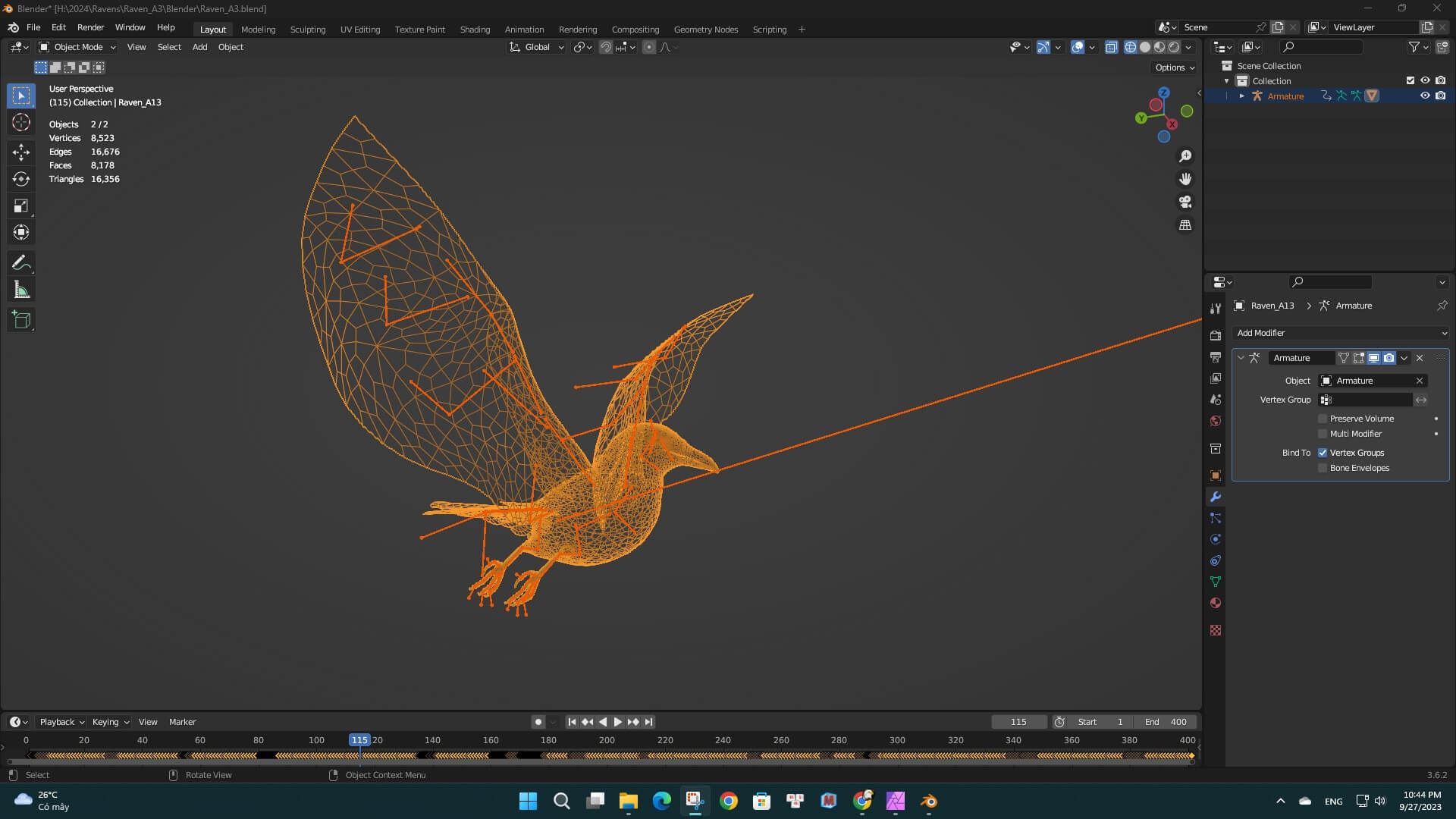 Raven A3 Animated - 3D Model by Animated3d