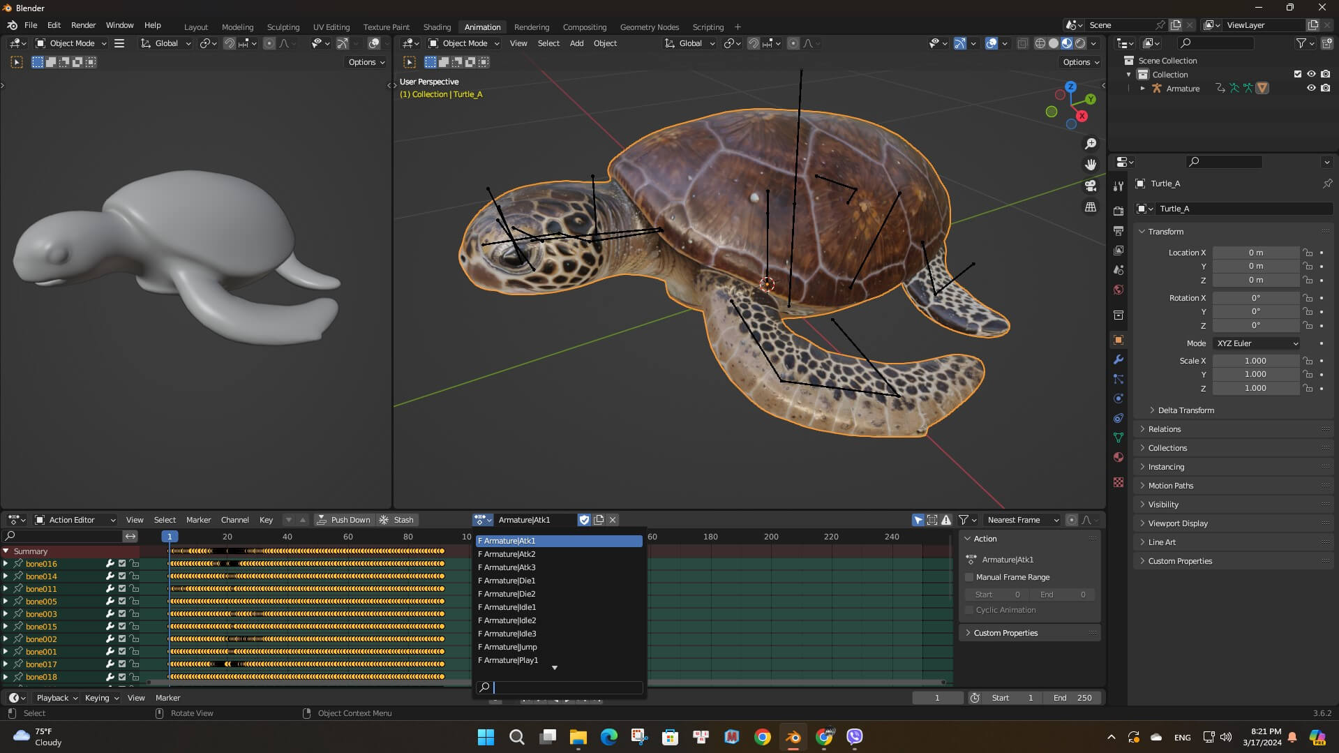 Turtle-A1-Animated 3D Model by Animated3d