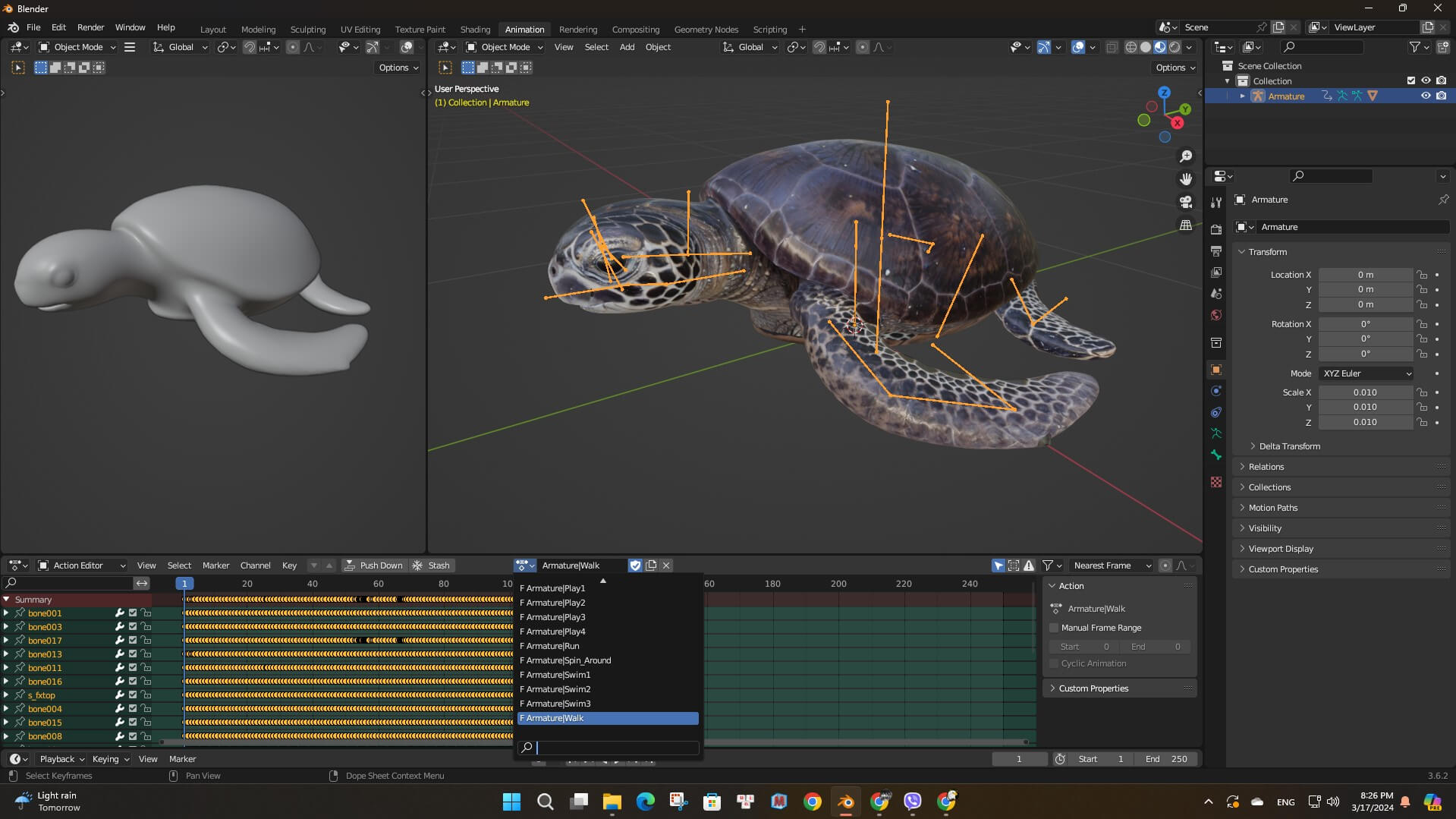 Turtle-A2-Animated 3D Model by Animated3d