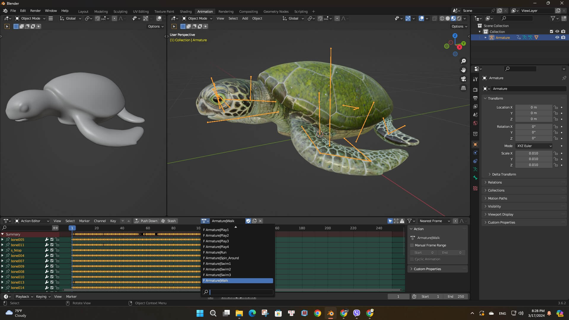Turtle-A3-Animated 3D Model by Animated3d