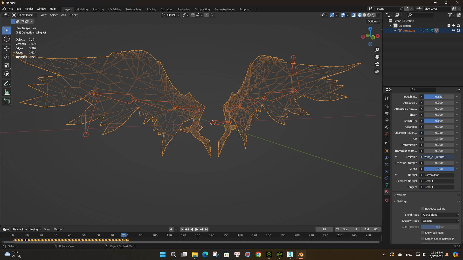 Wing-A12345-Animated 3D Model by Animated3d