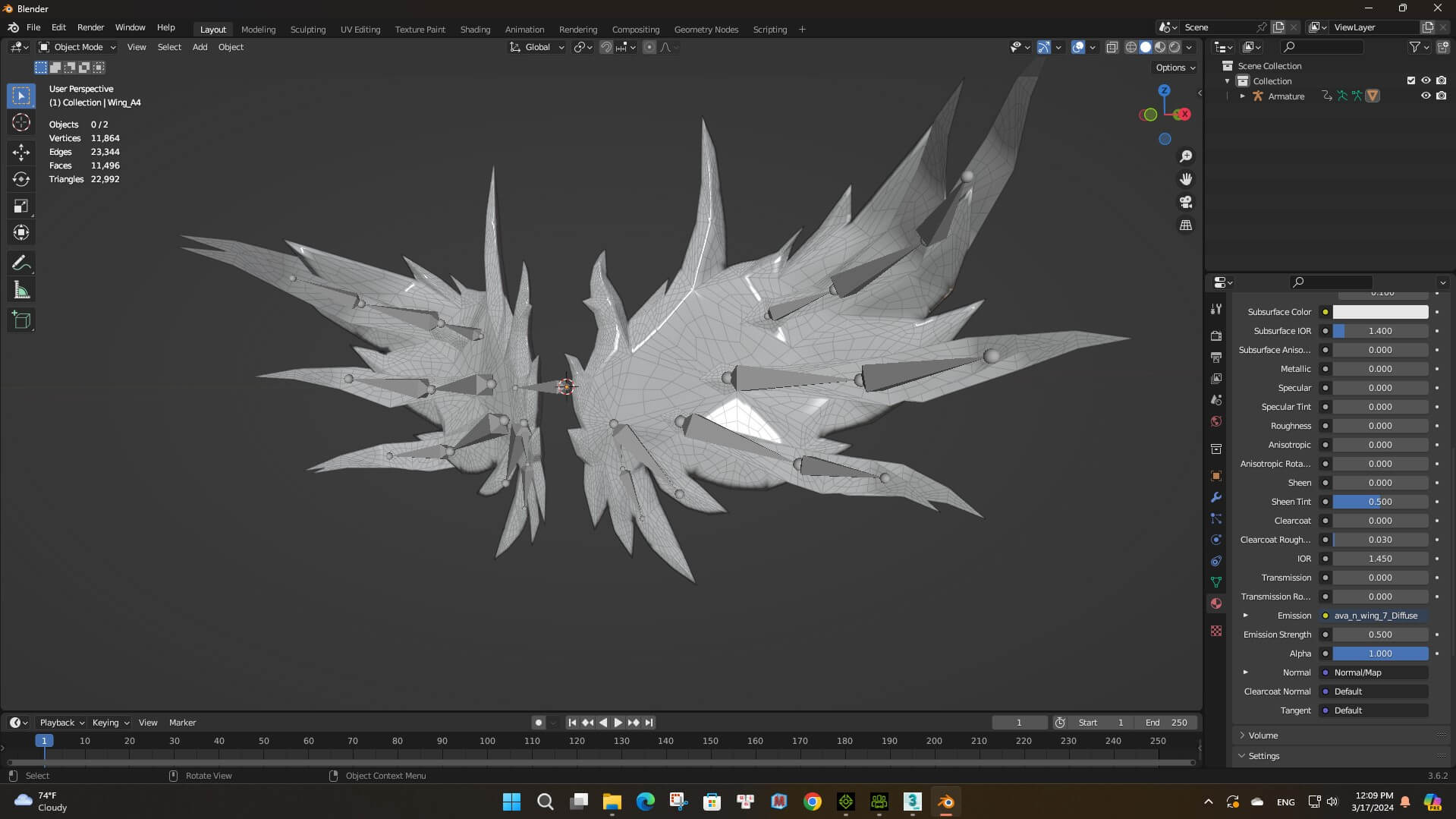 Wing-A12345-Animated 3D Model by Animated3d