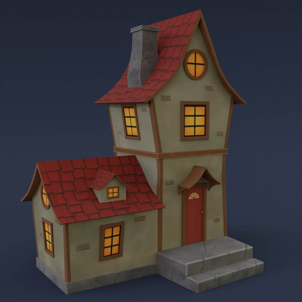 Stylized House Low Polygon - Free 3D Model by animatedheaven