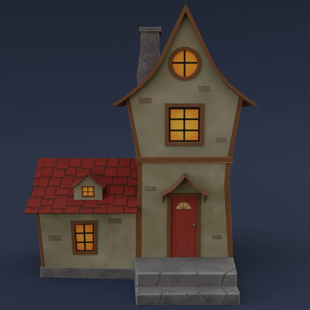 Stylized House Low Polygon - Free 3D Model by animatedheaven