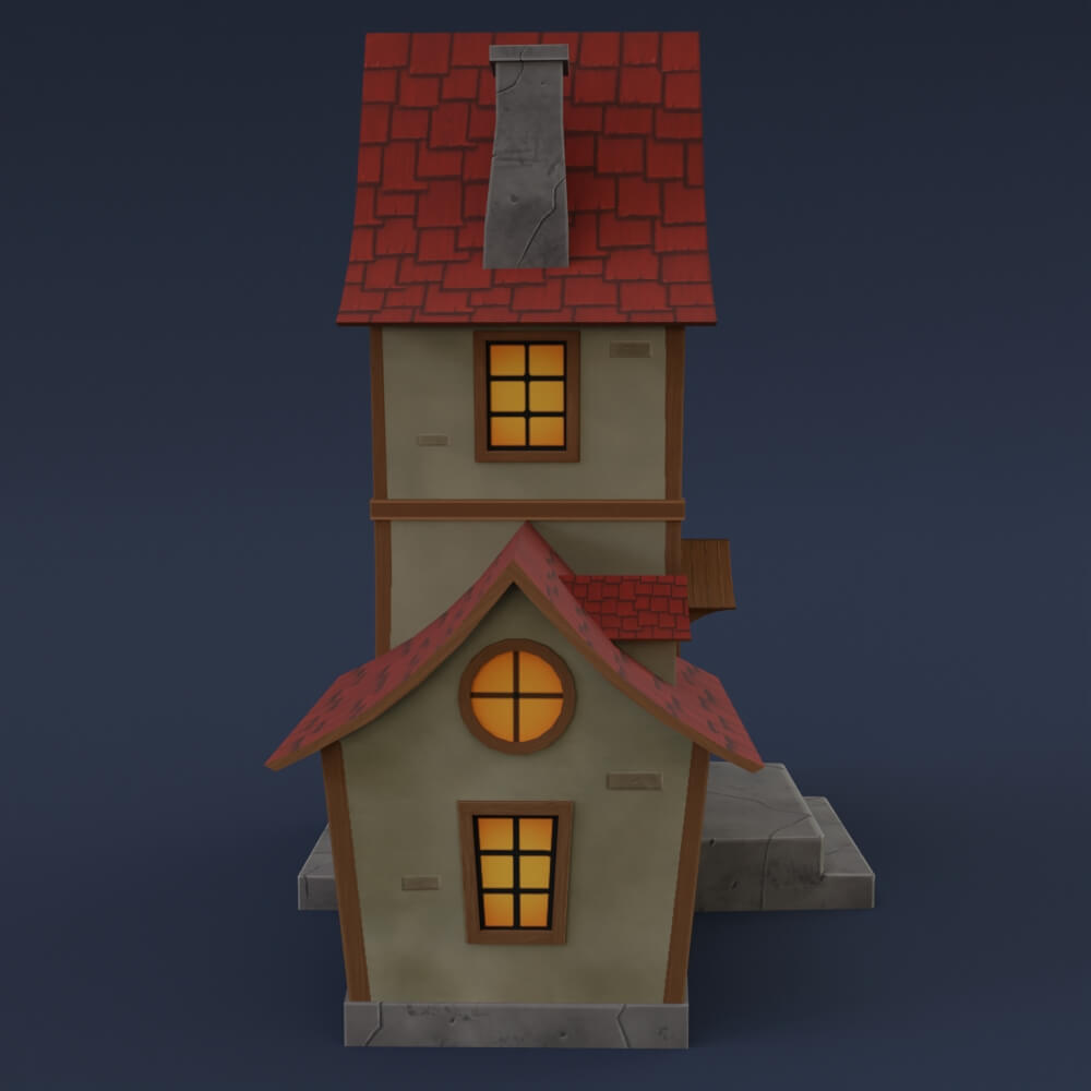 Stylized House Low Polygon - 3D Model by animatedheaven