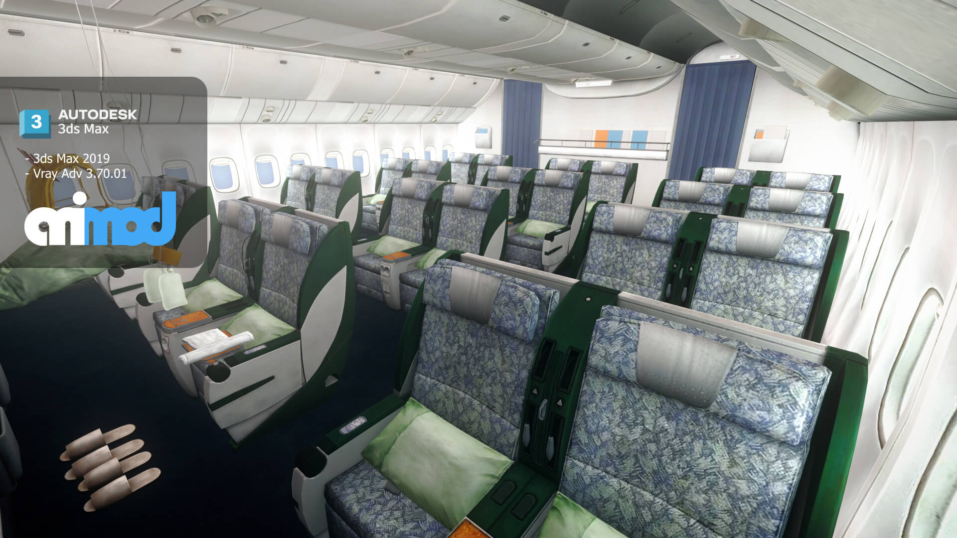 Airplane Interior Business Class - 3D Model by animod