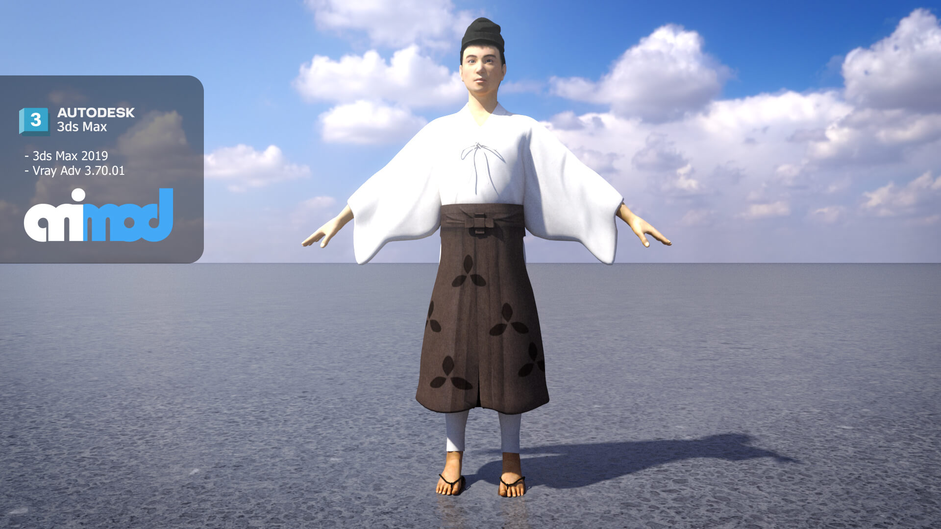 Ancient Japanese Civilian Man - 3D Model by animod