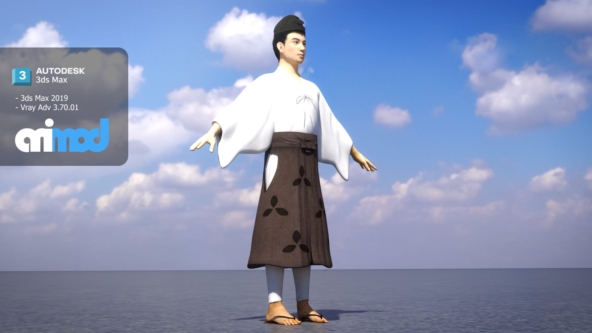 Ancient Japanese Civilian Man - 3D Model by animod