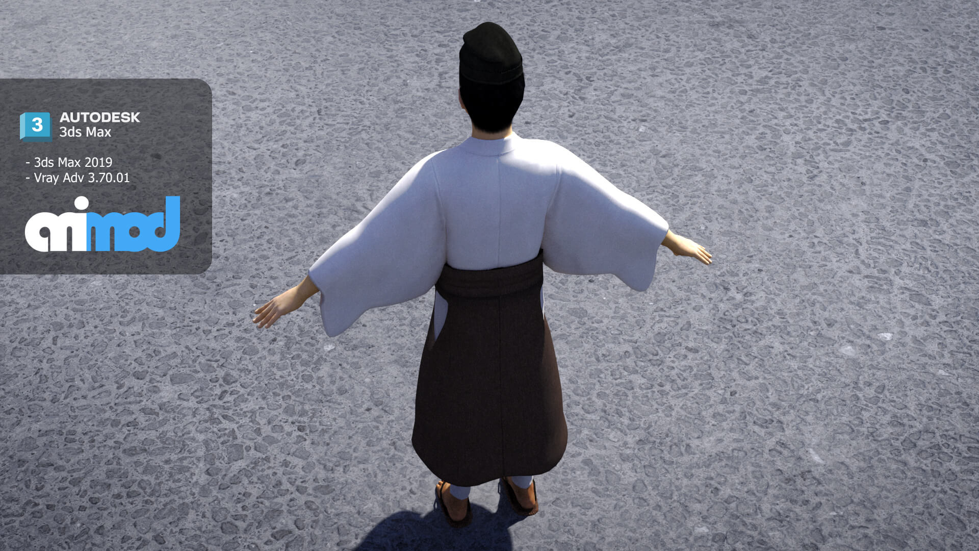 Ancient Japanese Civilian Man - 3D Model by animod