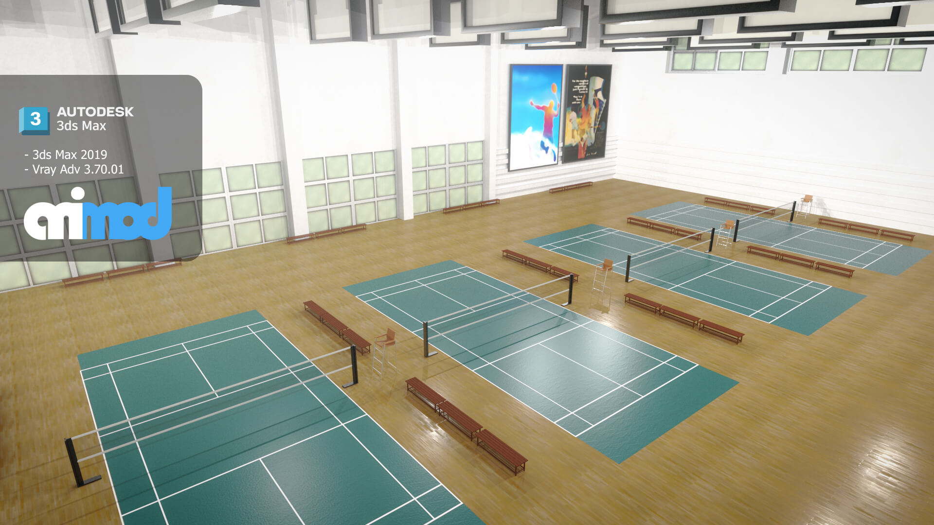 Badminton Court - 3D Model by animod