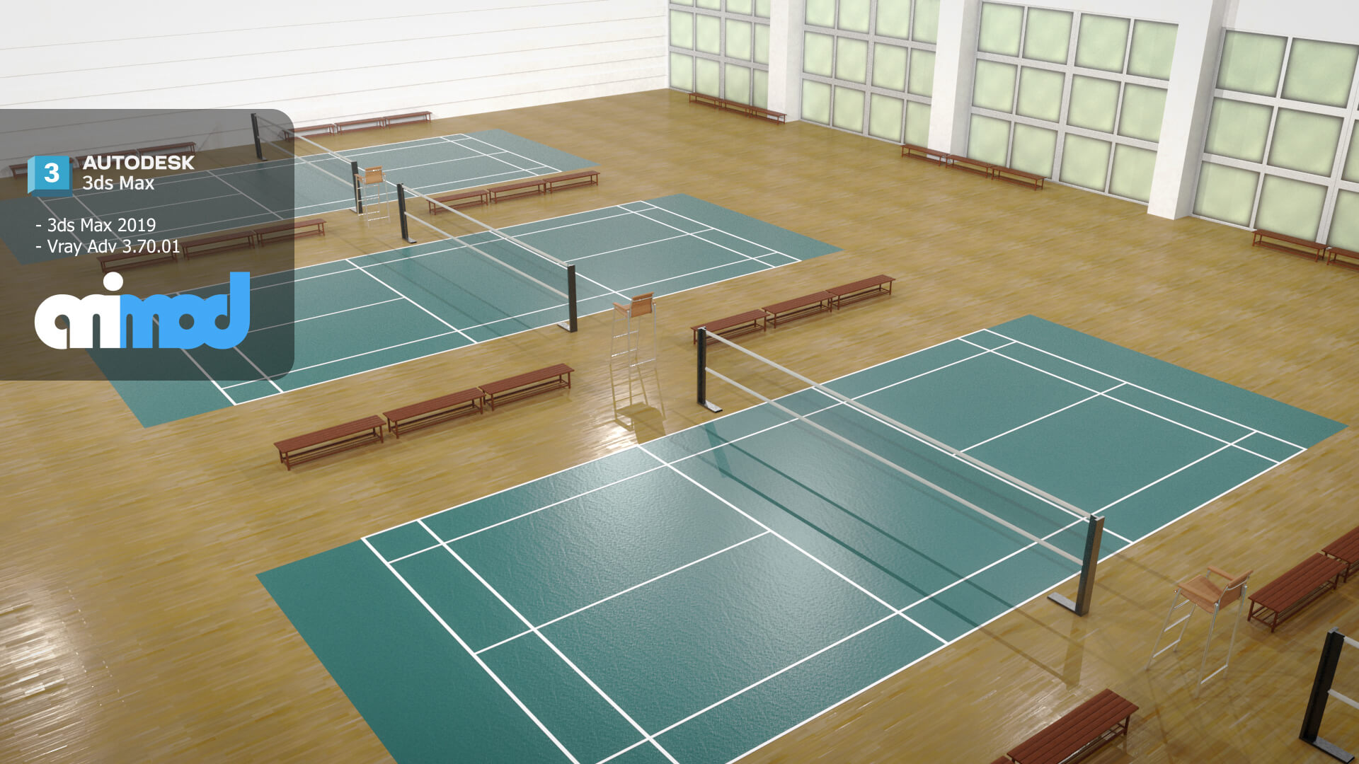 Badminton Court - 3D Model by animod