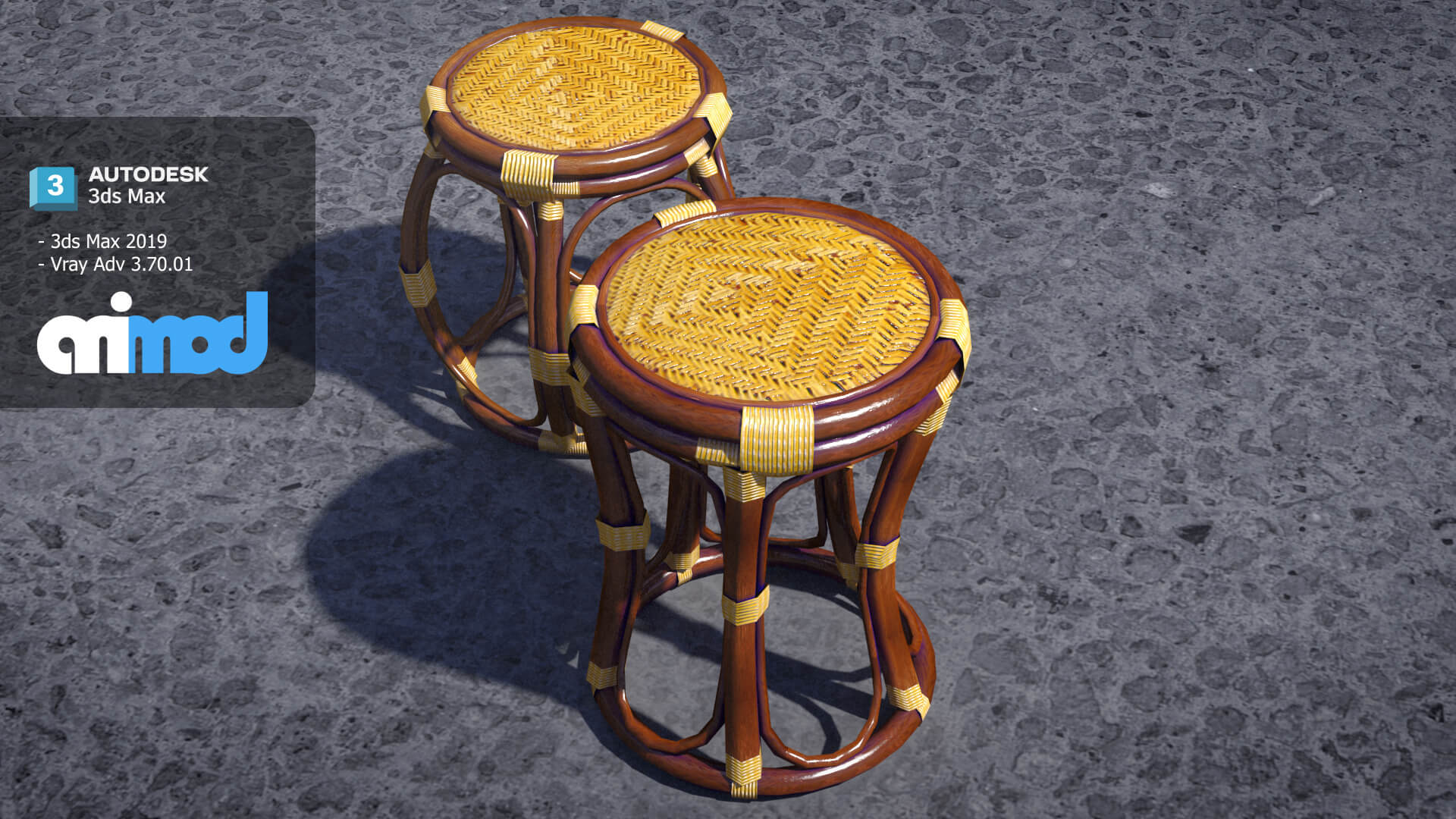 Bamboo Stool - 3D Model by animod