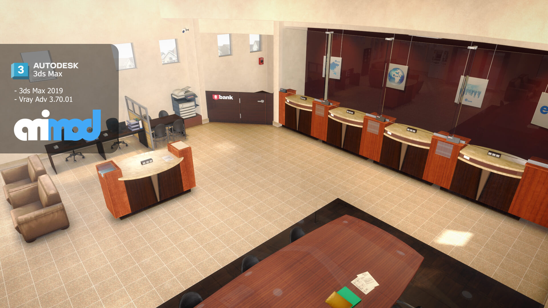 Bank Interior - 3D Model by animod