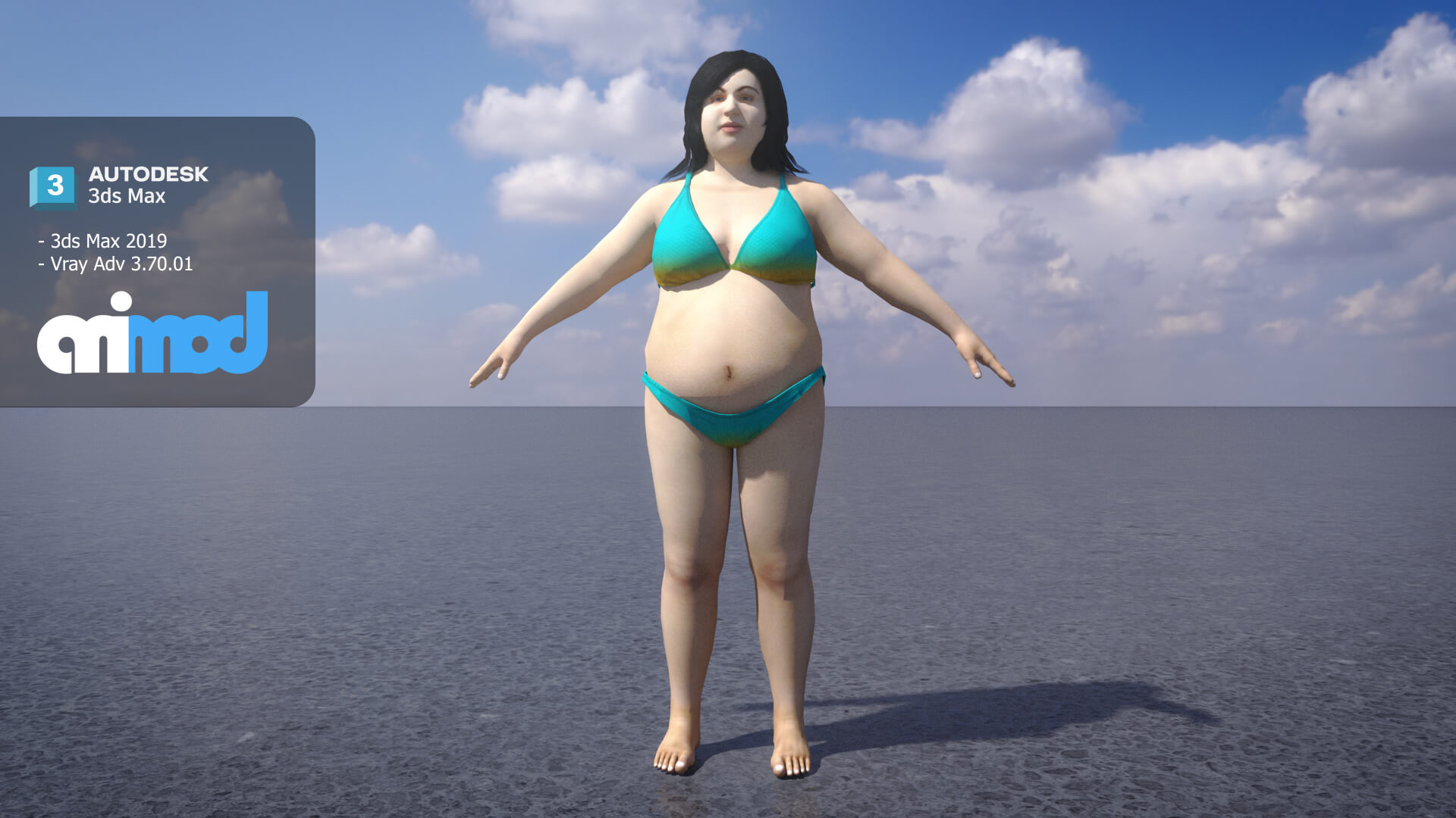 Bikini Fat Woman 0018 - 3D Model by animod
