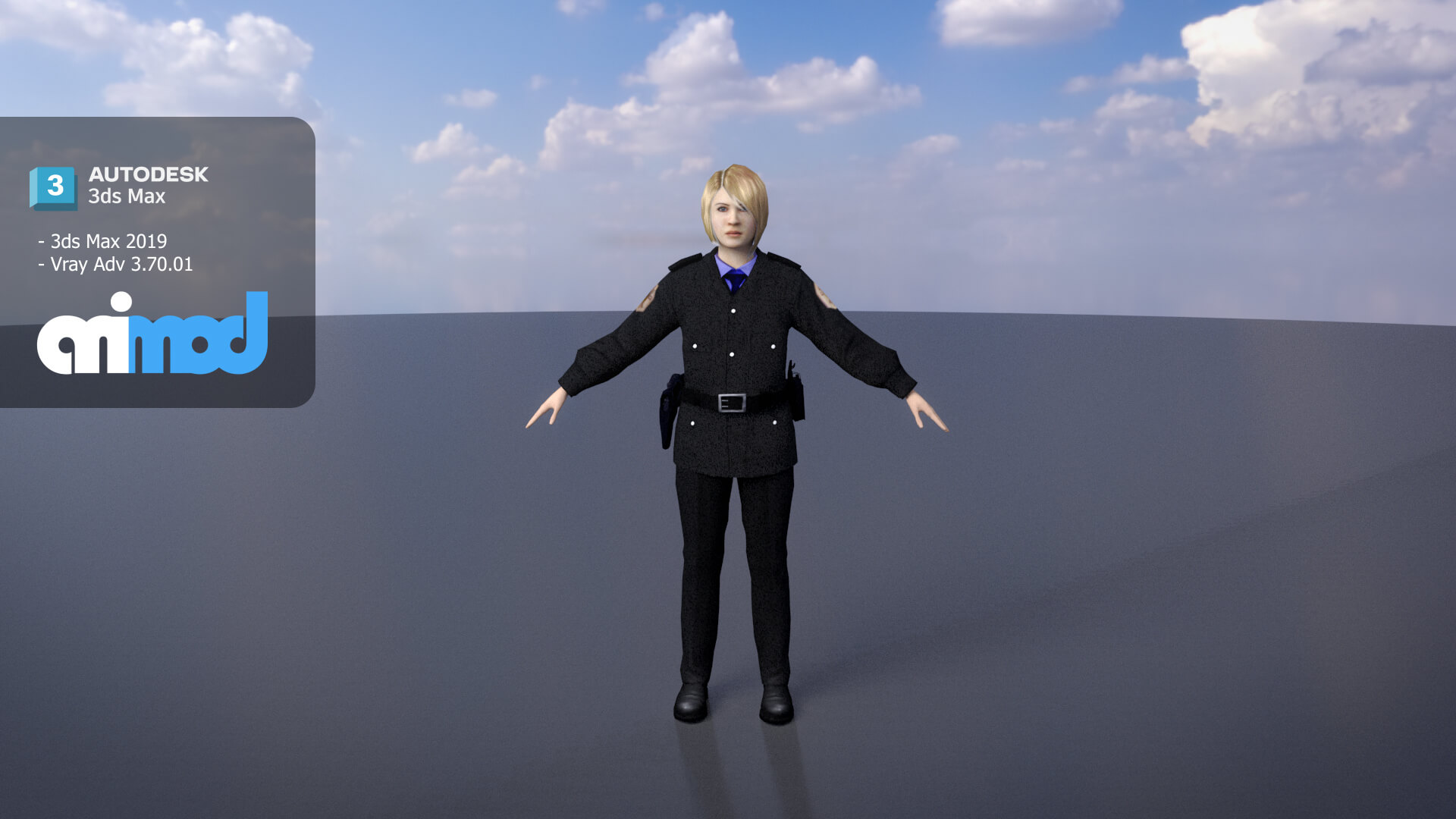 Female Police Officer 0002 - 3D Model by animod