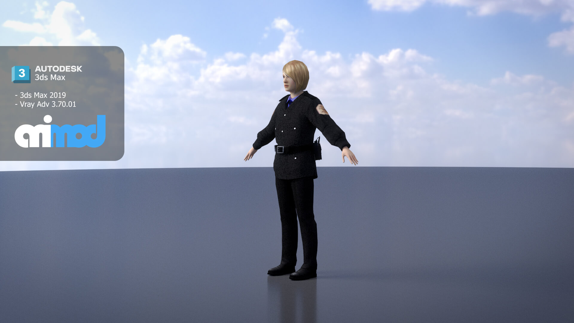 Female Police Officer 0002 - 3D Model by animod