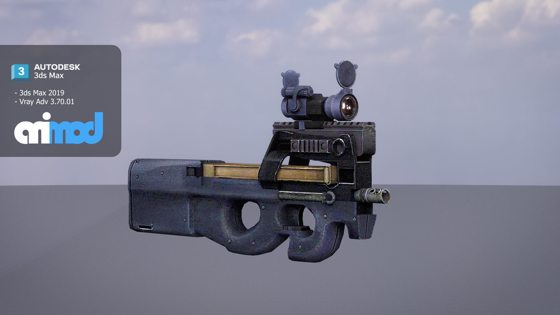 FN P90 Gun Weapon - 3D Model by animod