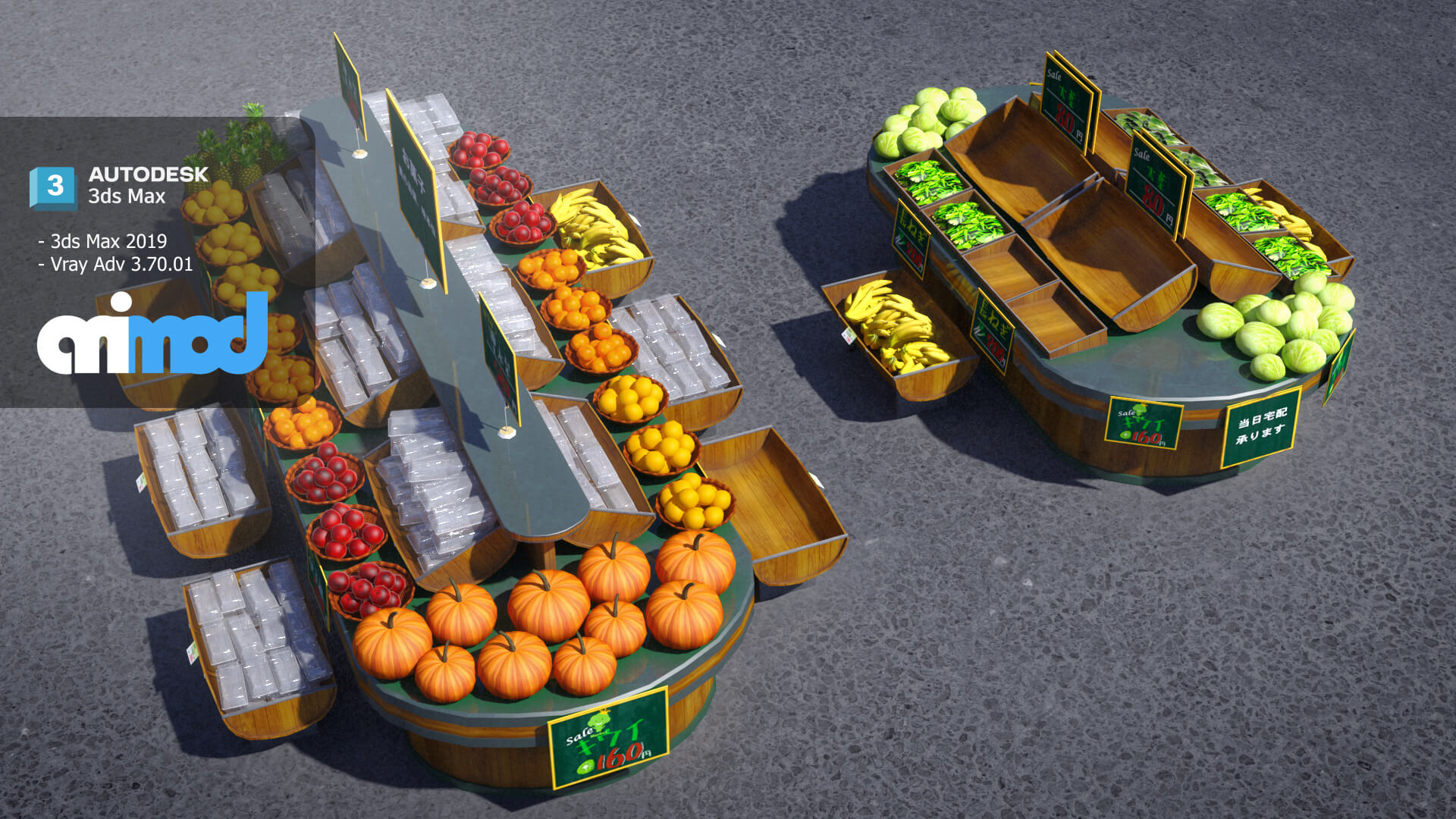 Fruit and Vegetable Display Stand - 3D Model by animod