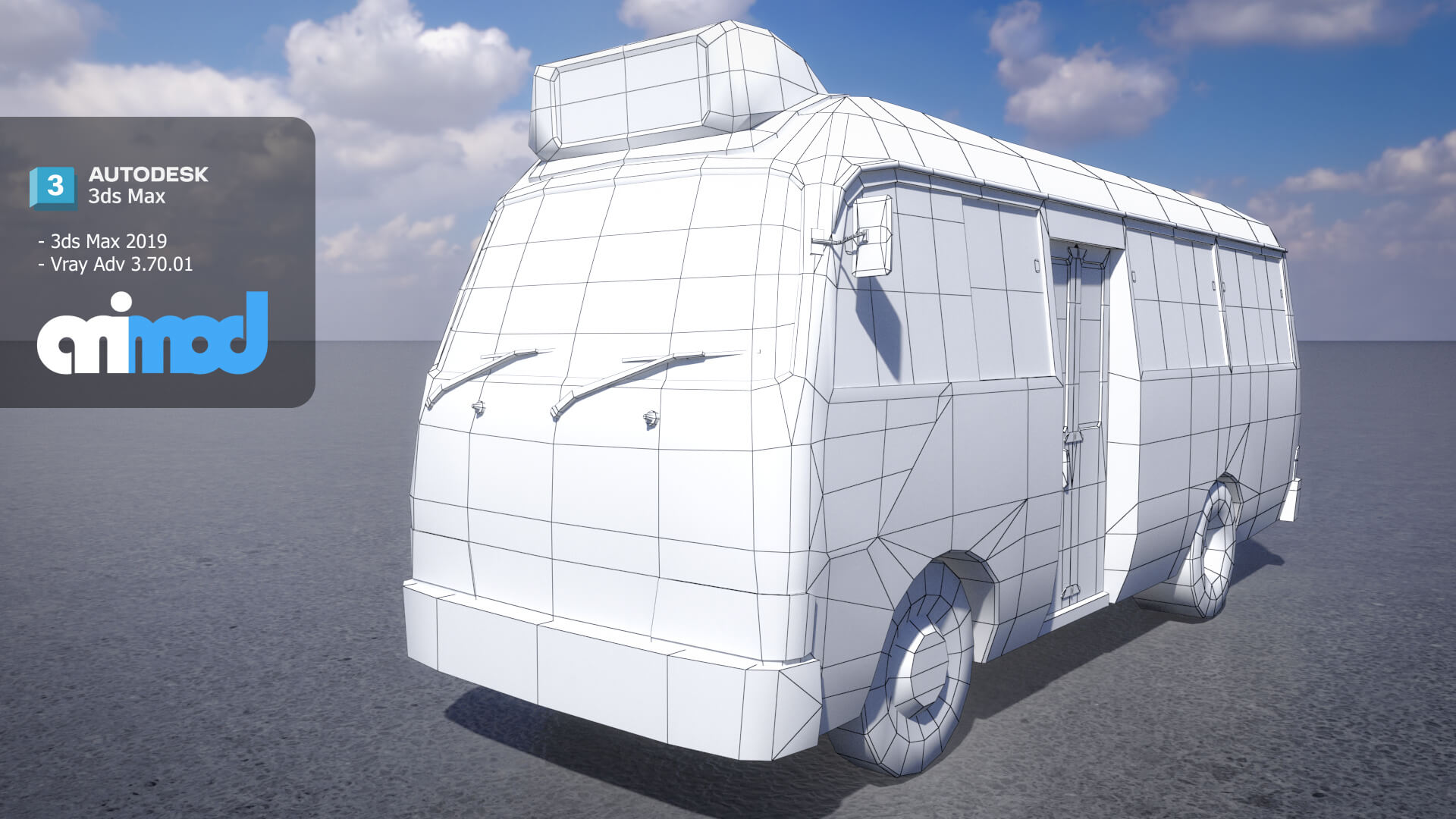 Hk Minibus Red - 3D Model by animod
