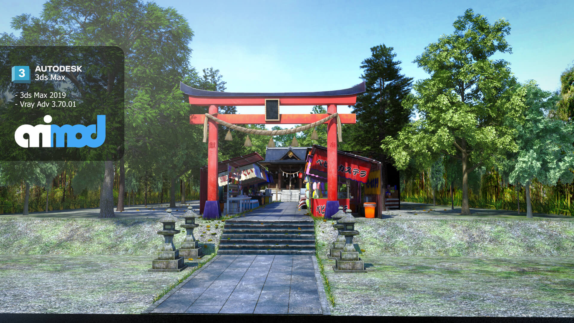 Japan Shrine Temple With Vendors - 3D Model by animod