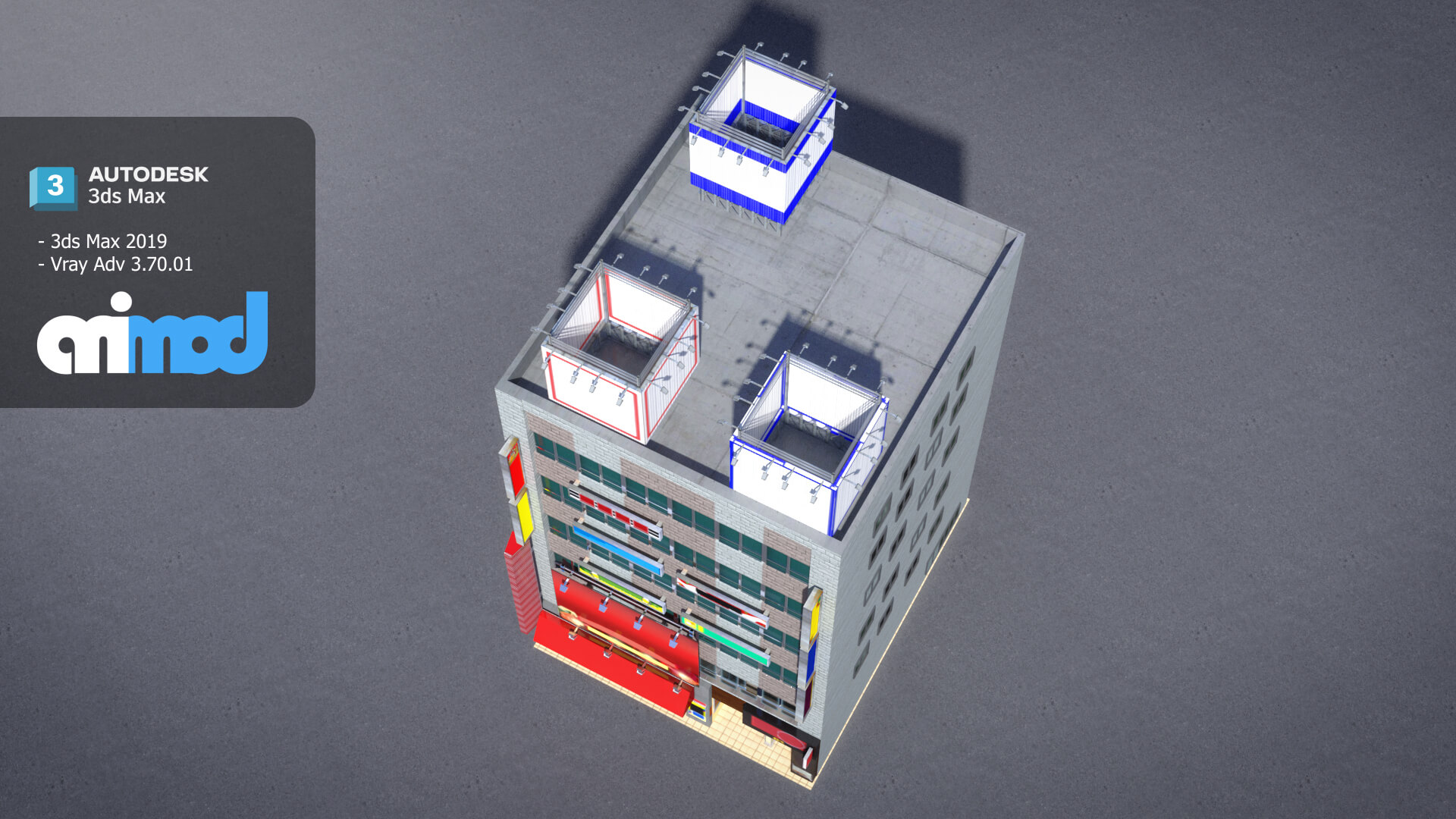 Japanese Commercial Building 0002 - 3D Model by animod