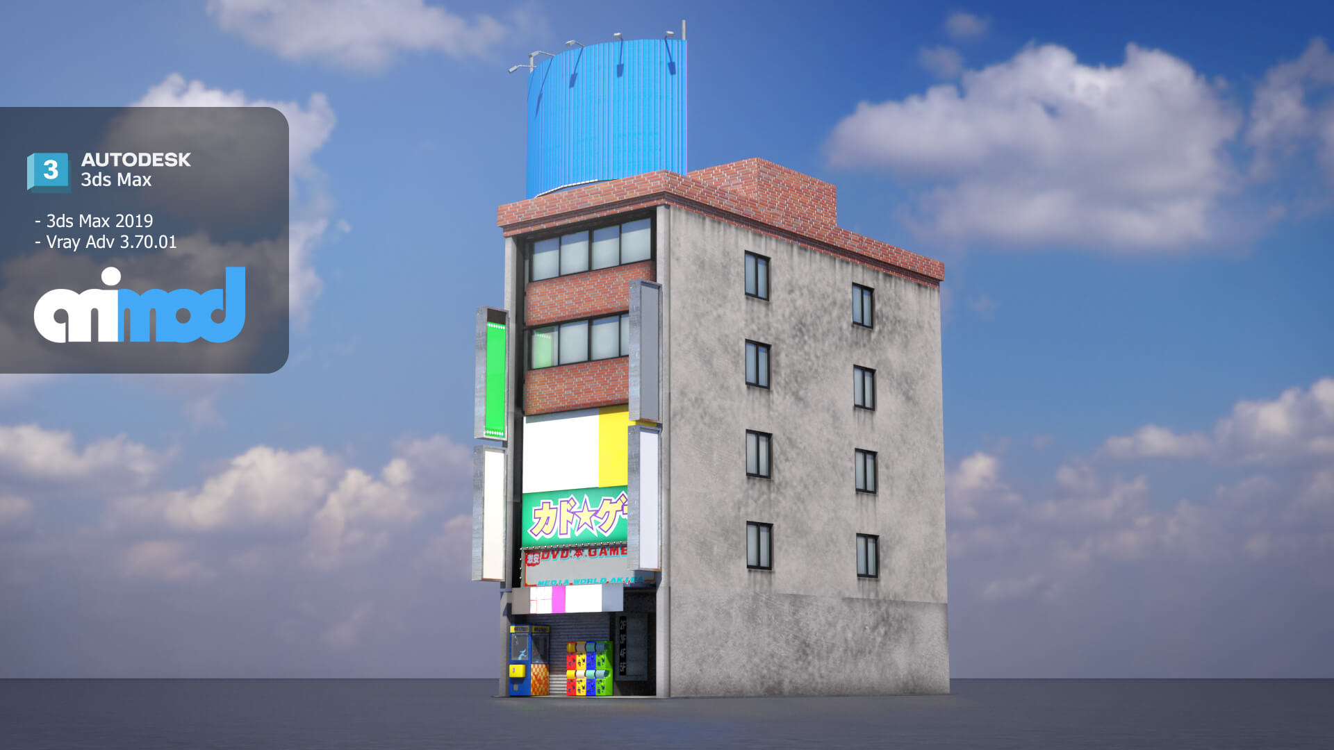 Japanese Commercial Building 0004 - 3D Model by animod