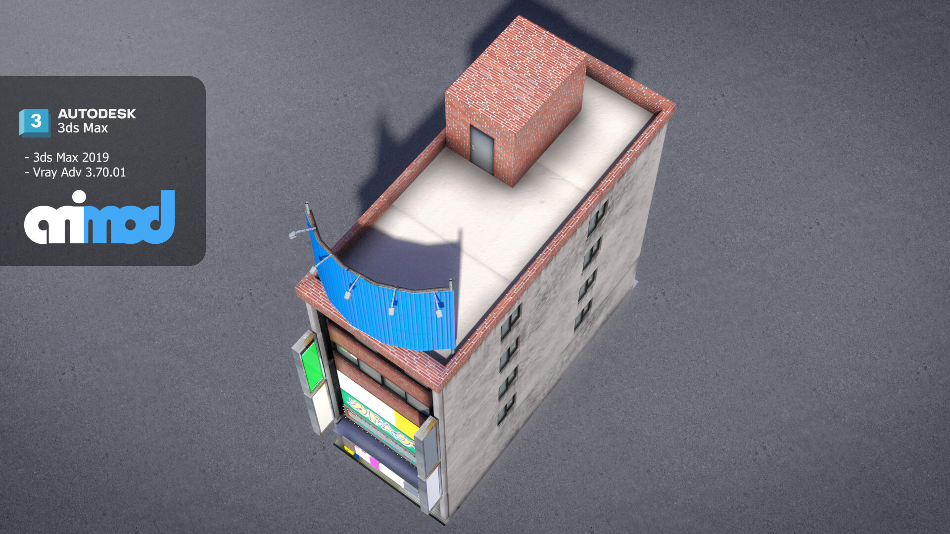 Japanese Commercial Building 0004 - 3D Model by animod