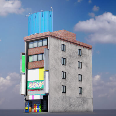 Japanese Commercial Building 0004 - 3D Model by animod