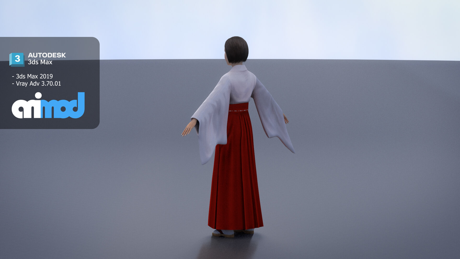 Japanese Miko - 3D Model by animod