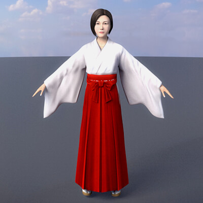 Japanese Miko - 3D Model by animod