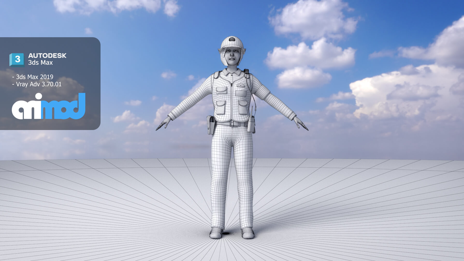 Japanese Police Woman 0002 - 3D Model by animod