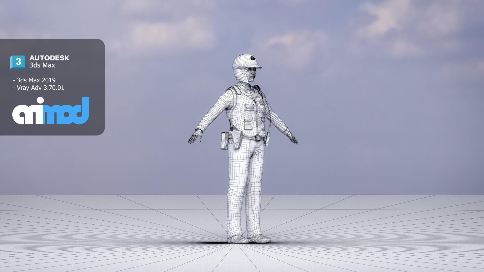 Japanese Police Woman 0002 - 3D Model by animod