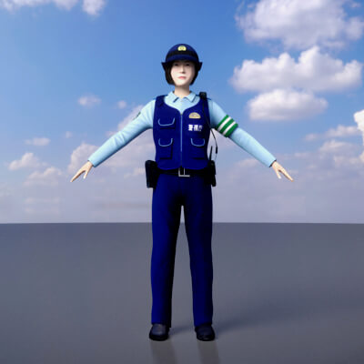 Japanese Police Woman 0002 - 3D Model by animod